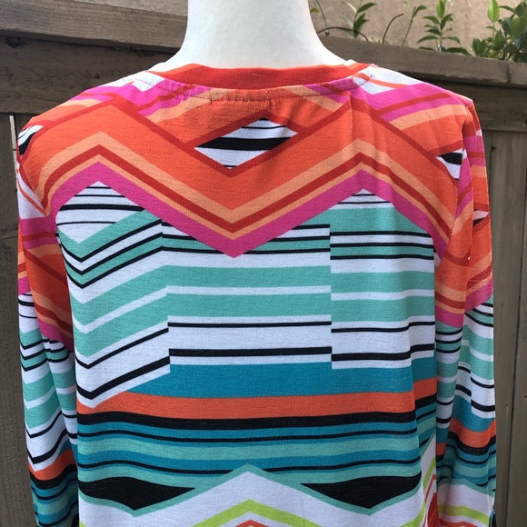 Onque Casuals | Tops | Onque Casuals Bright Geo Striped Top | Poshmark